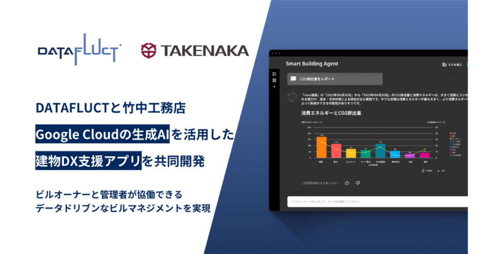 DATAFLUCTと竹中工務店、Google Cloudの生成AIを活用した建物DX支援アプリを開発